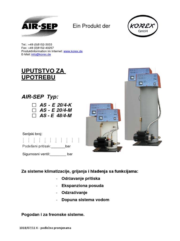 Korex Air-Sep SR | PDF