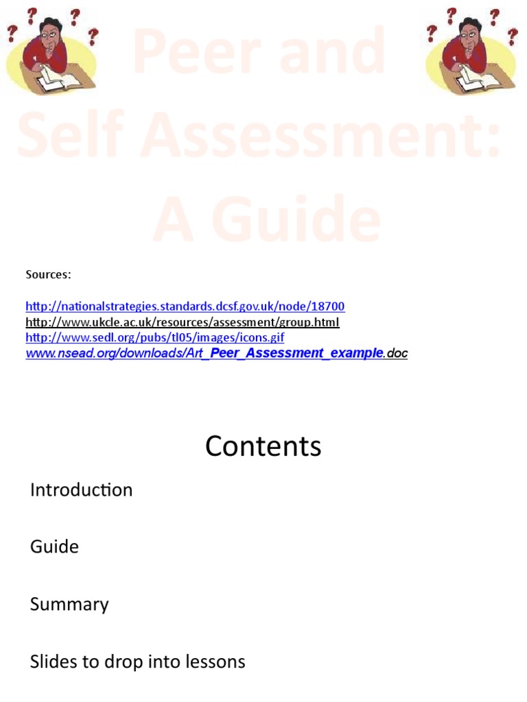 Peer and Self Assessment Guide | PDF | Communication | Education Theory