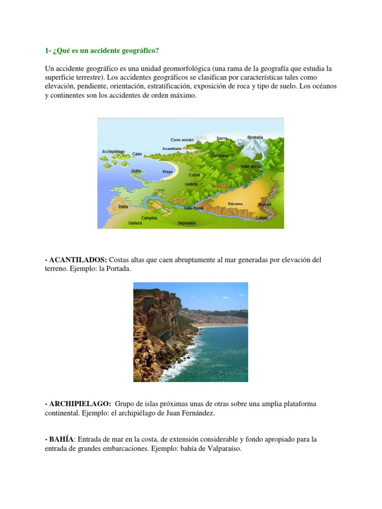 Tipos de Accidentes Geográficos | PDF | Viajes y turismo | Ciencia y ...