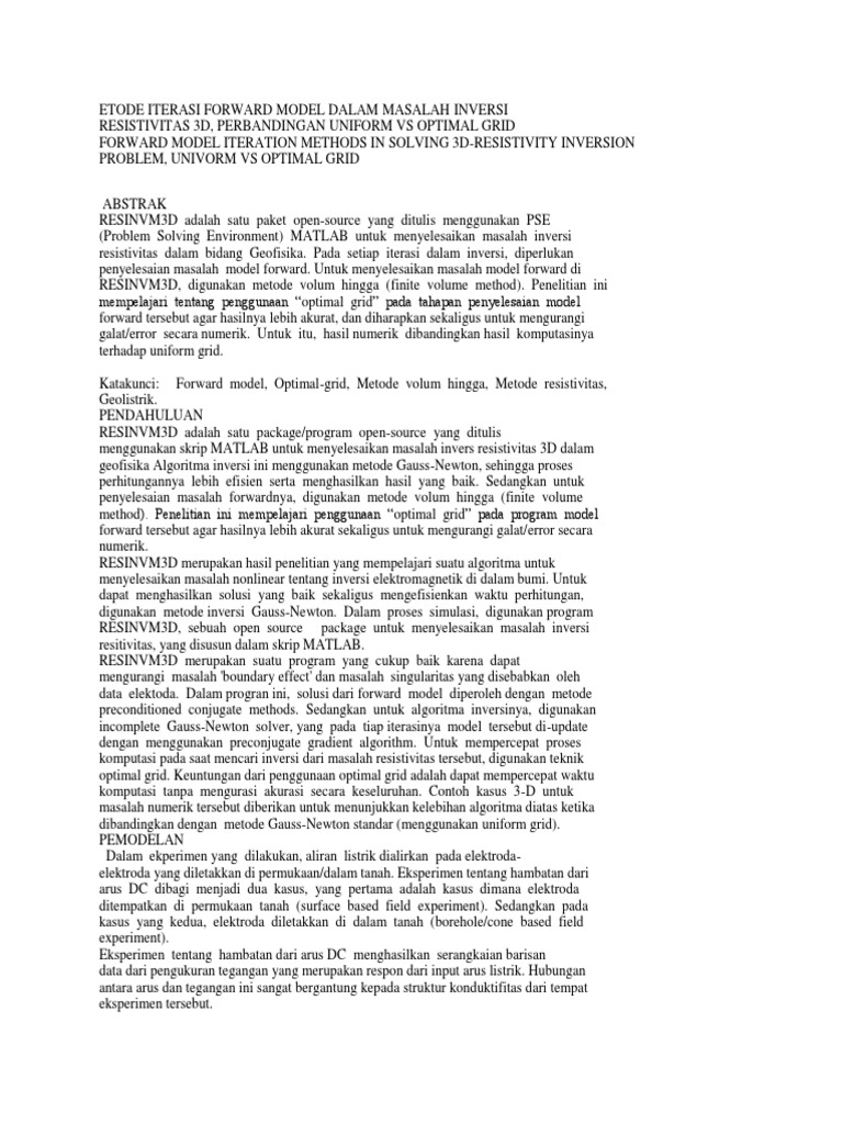 Metode Iterasi Forward Model Dalam Masalah Inversi | PDF