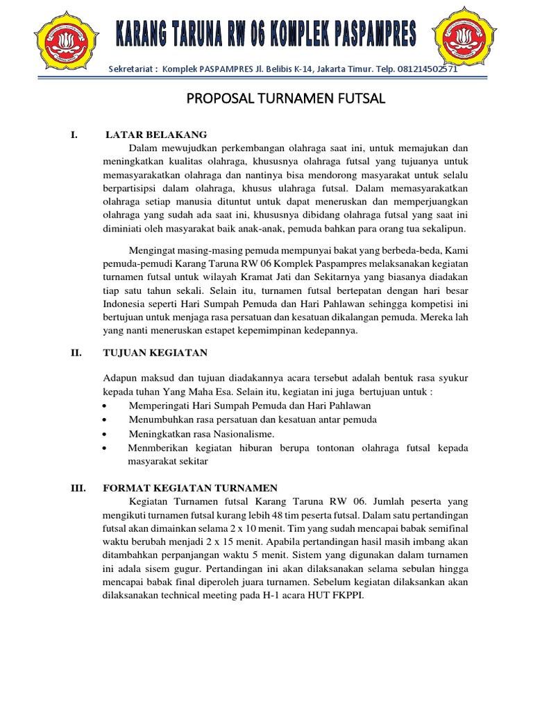 Proposal Turnamen Futsal | PDF