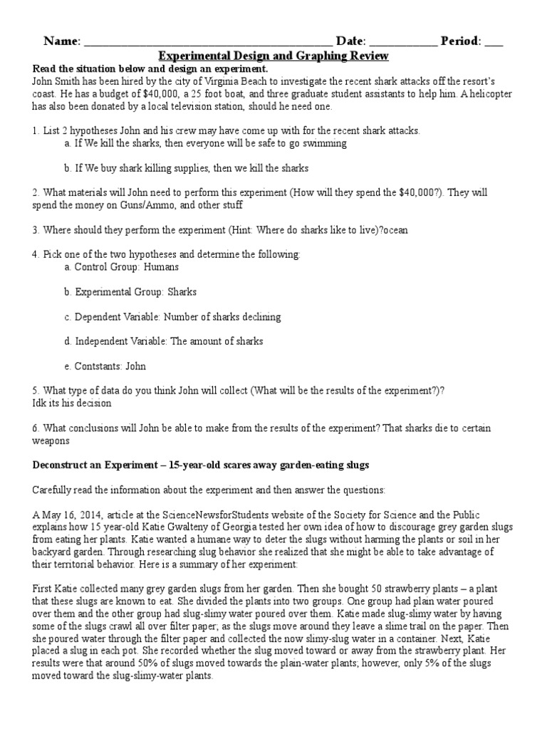 Experimental Design and Graphing Review | PDF