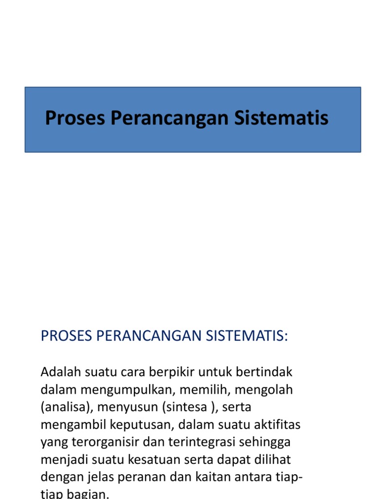 Proses Perancangan Sistematis | PDF