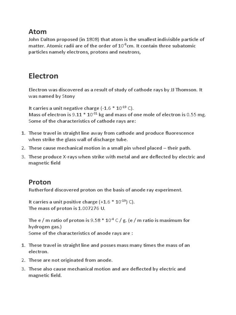 Subatomic Particles and Models of the Atom: A Comprehensive Review of ...