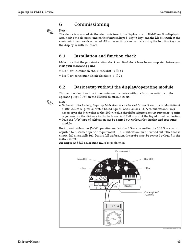 Commisioning - Calibration FMI51 (FEI50H Electronic) PDF | PDF