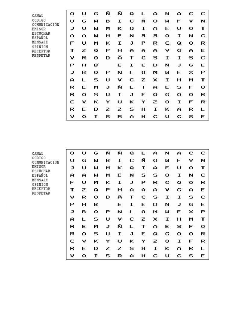 Sopa de Letras (Comunicación, Elementos) | PDF