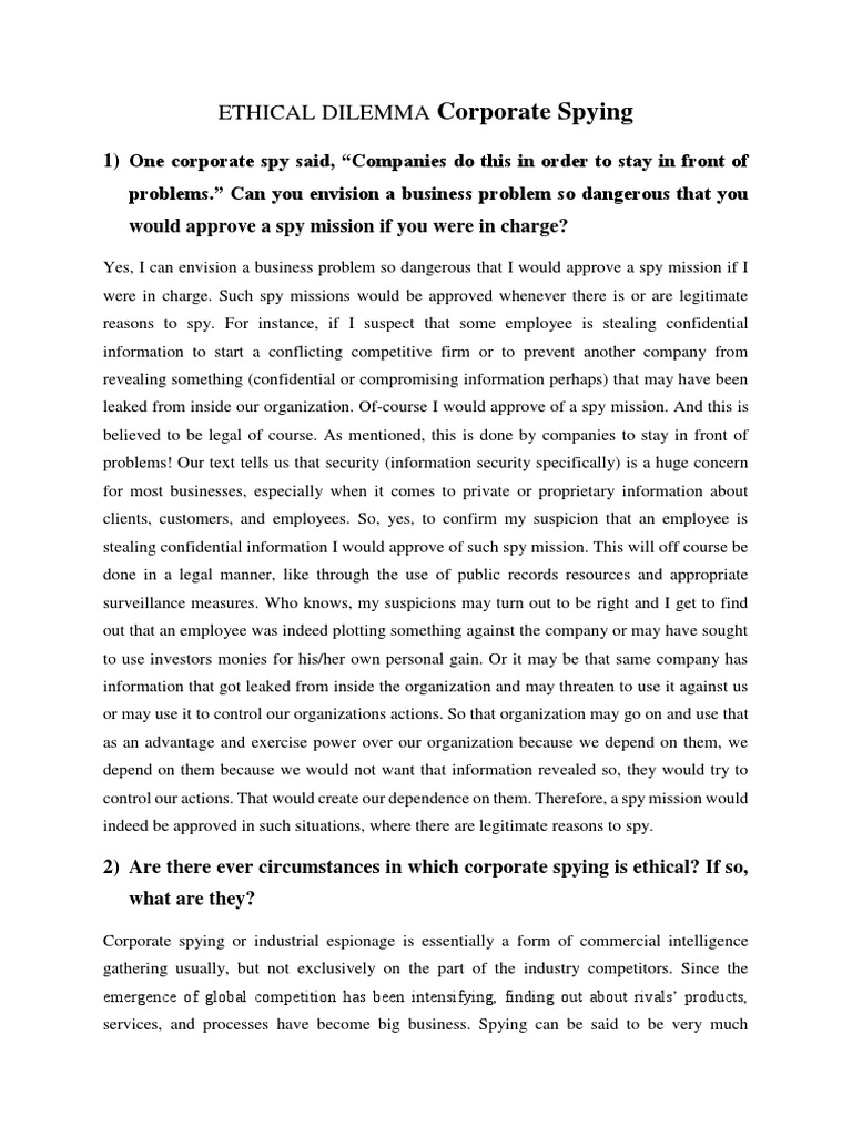 Ethical Dilemma Corporate Spying | PDF