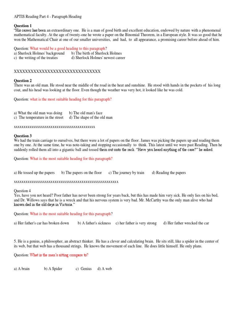 APTIS Reading Part 4 | PDF