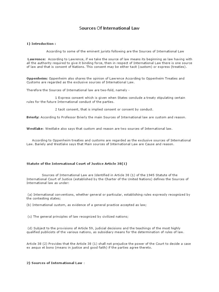 Sources of International Law | PDF