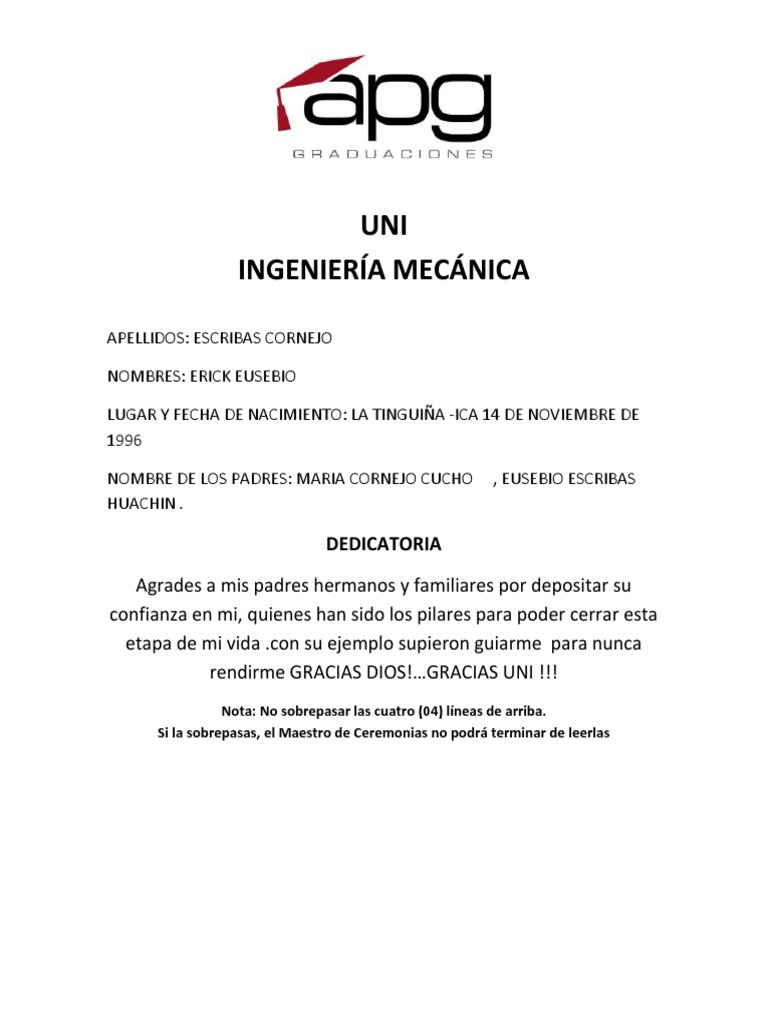 FORMATO DEDICATORIA APG - Doc (4708) | PDF