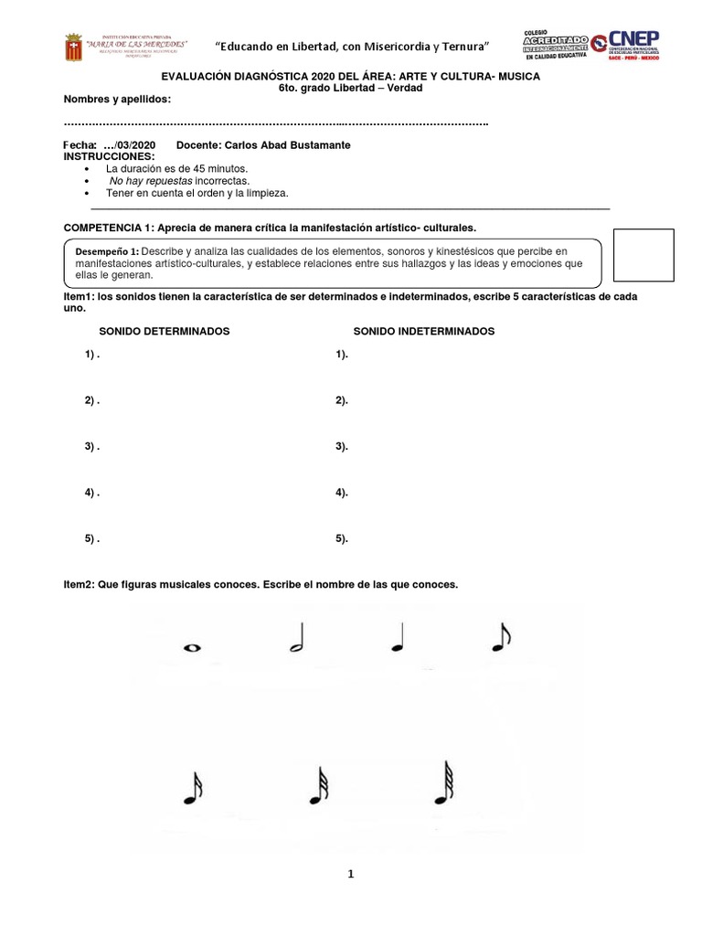 EVALUACIÓN DIAGNÓSTICA 6to PRIMARIA | PDF