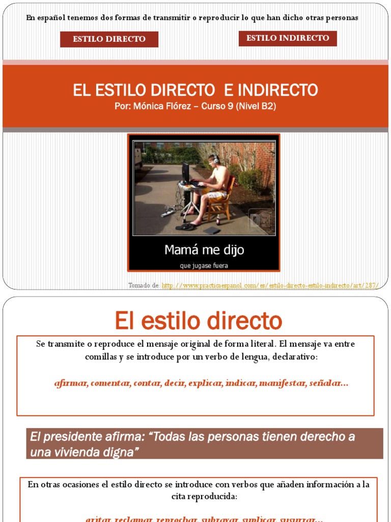 Estilos Directo e Indirecto Explicacion y Ejercicios | PDF