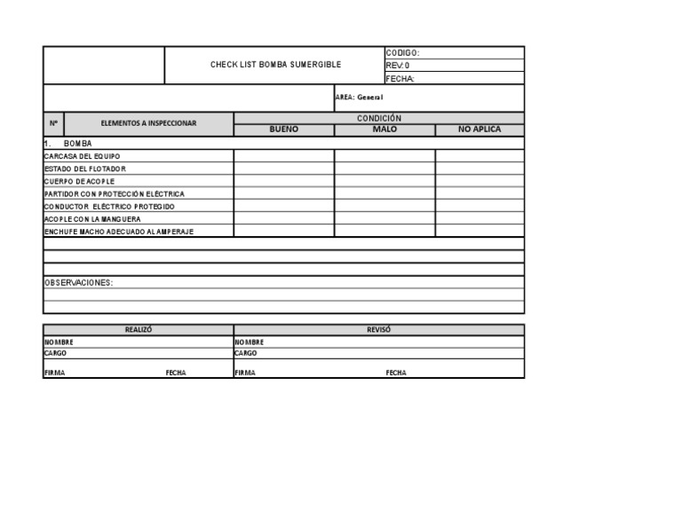 061 - Check List Bomba Sumergible | PDF