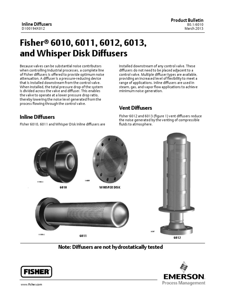 Product Bulletin Fisher 6010 6011 6012 6013 Whisper Disk Diffusers en ...
