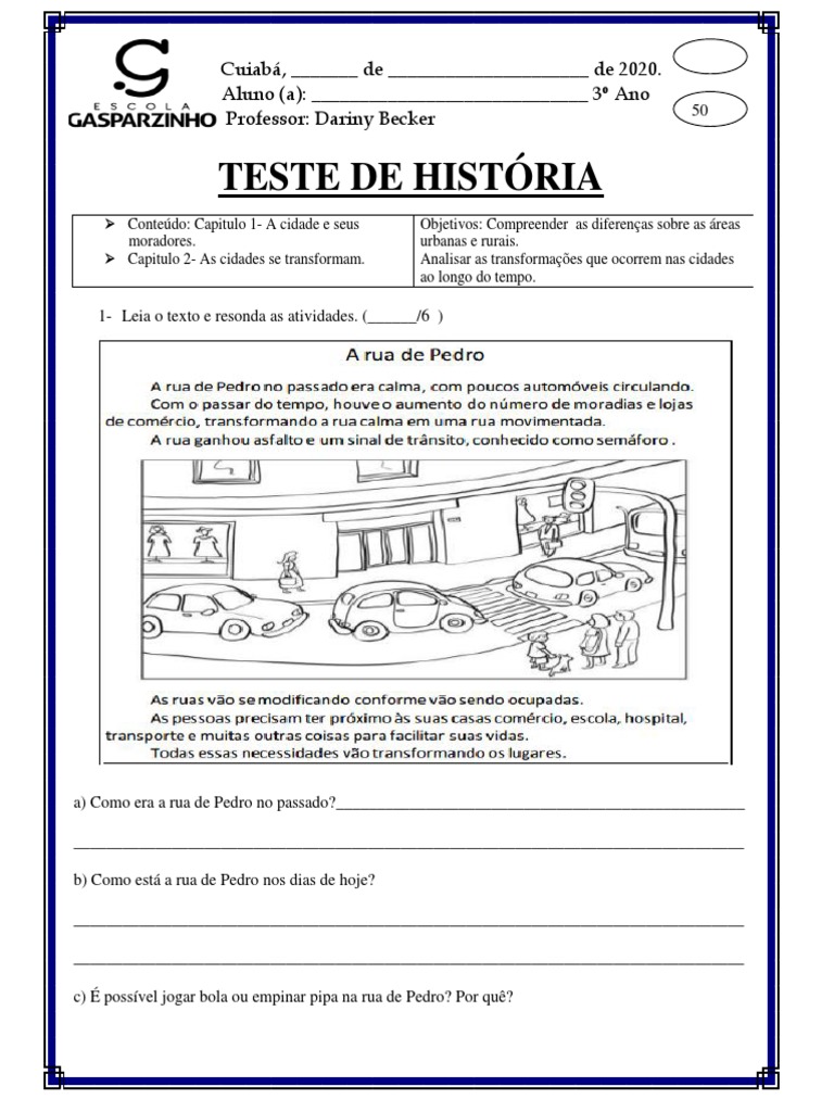 Teste de História 3 Ano 1bim-1 | PDF