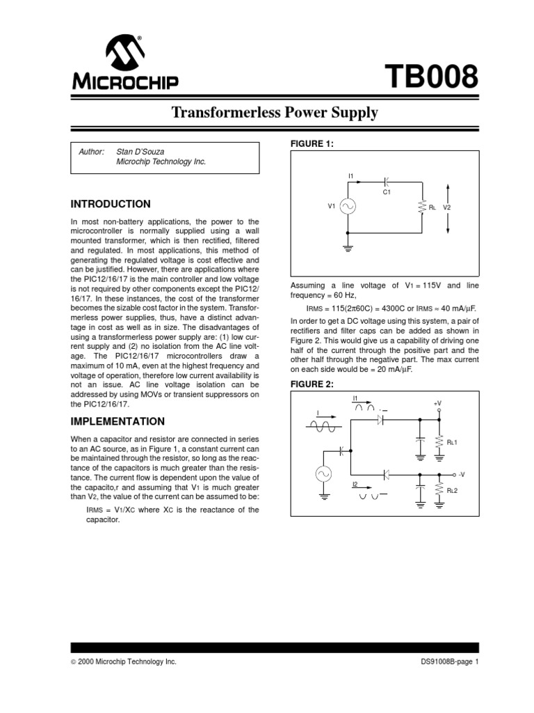 Transformer Less Power Supply Calculation | PDF | Rectifier | Power Supply