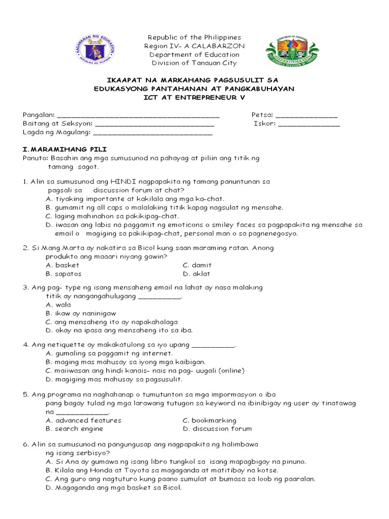 Epp 5 Ict CORRECTED | PDF