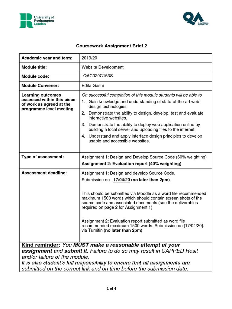 Web Development Assignment 2 - Feb 2020 | PDF