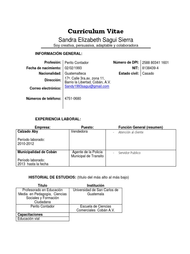 Sandra Curriculum 2020 | PDF