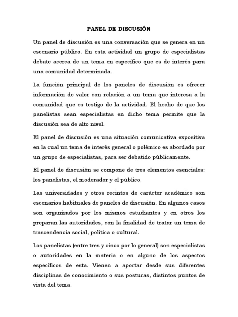 Panel de Discusion | PDF