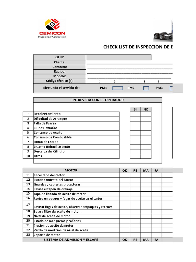 Formato Check List de Inspeccion AT1 - Camion | PDF Formato Check List de Inspeccion AT1 - Camion | PDF