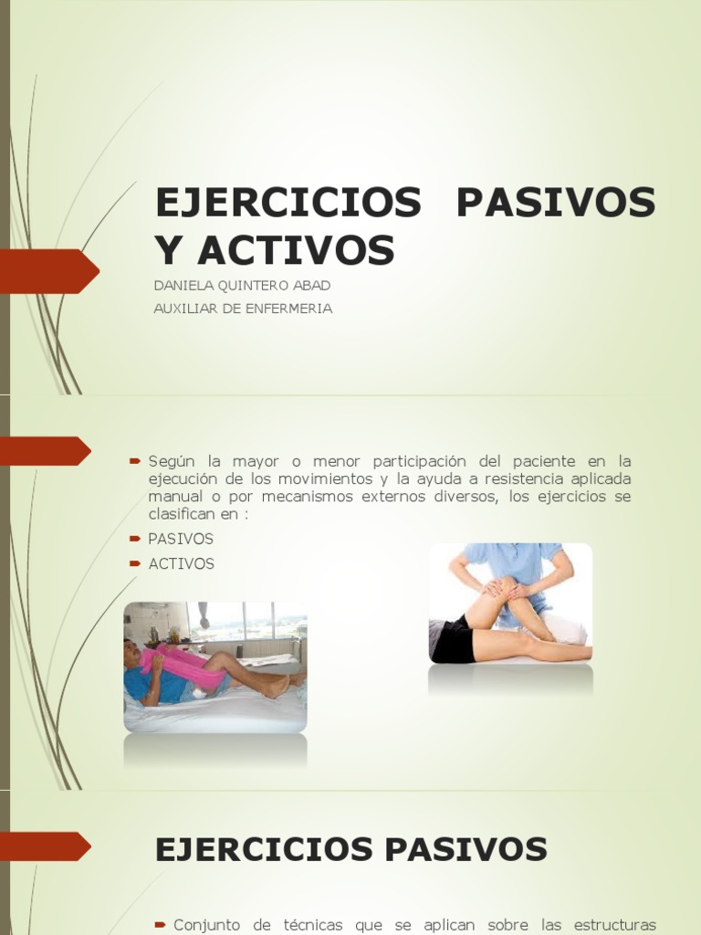 Ejercicios Activos y Pasivos en Fisioterapia | PDF | Salud y bienestar