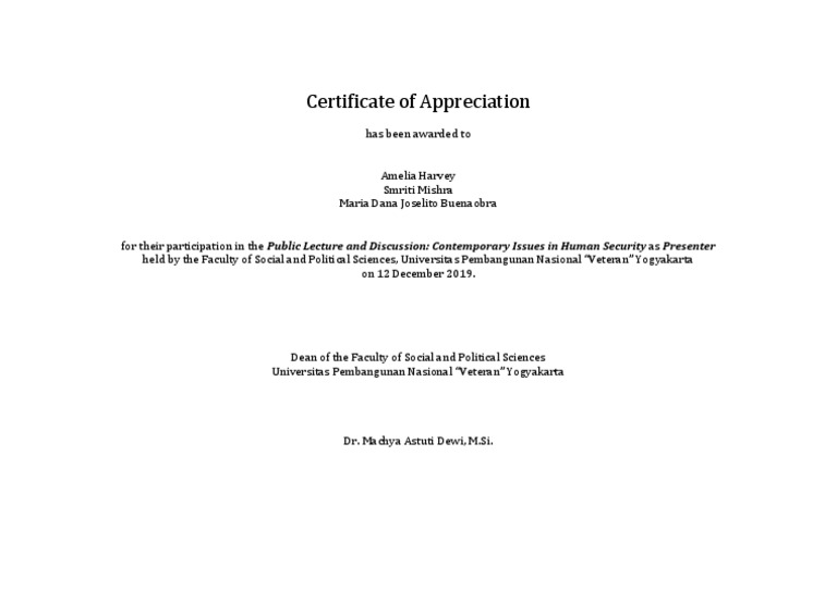 Certificate of Appreciation | PDF