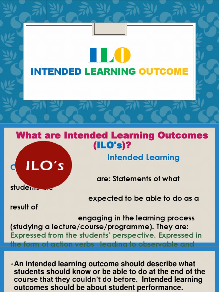 Intended Learning Outcomes (ILO) | PDF