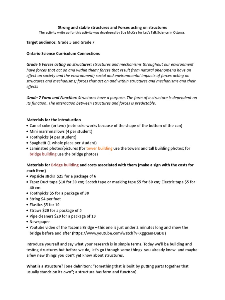 Structures Grade 5 and 7 | PDF