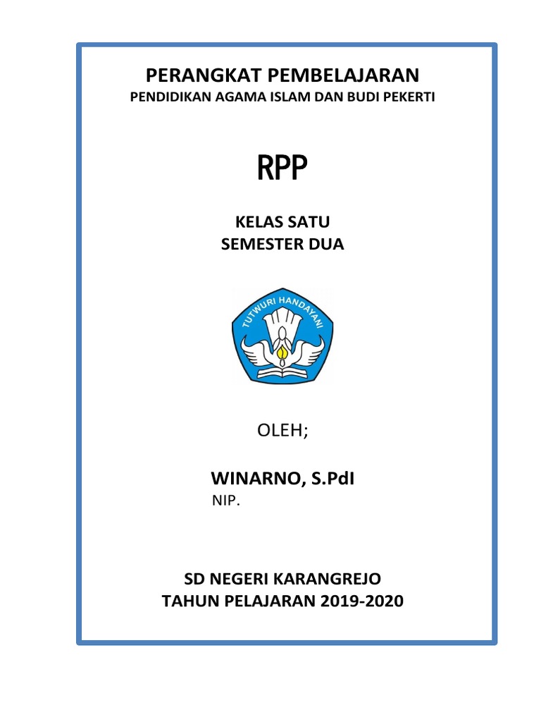 Cover RPP 1 Lembar | PDF