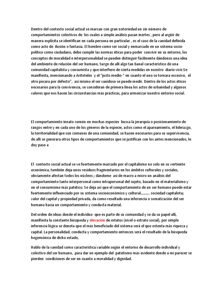 Ensayo Sobre La Vanidad | PDF