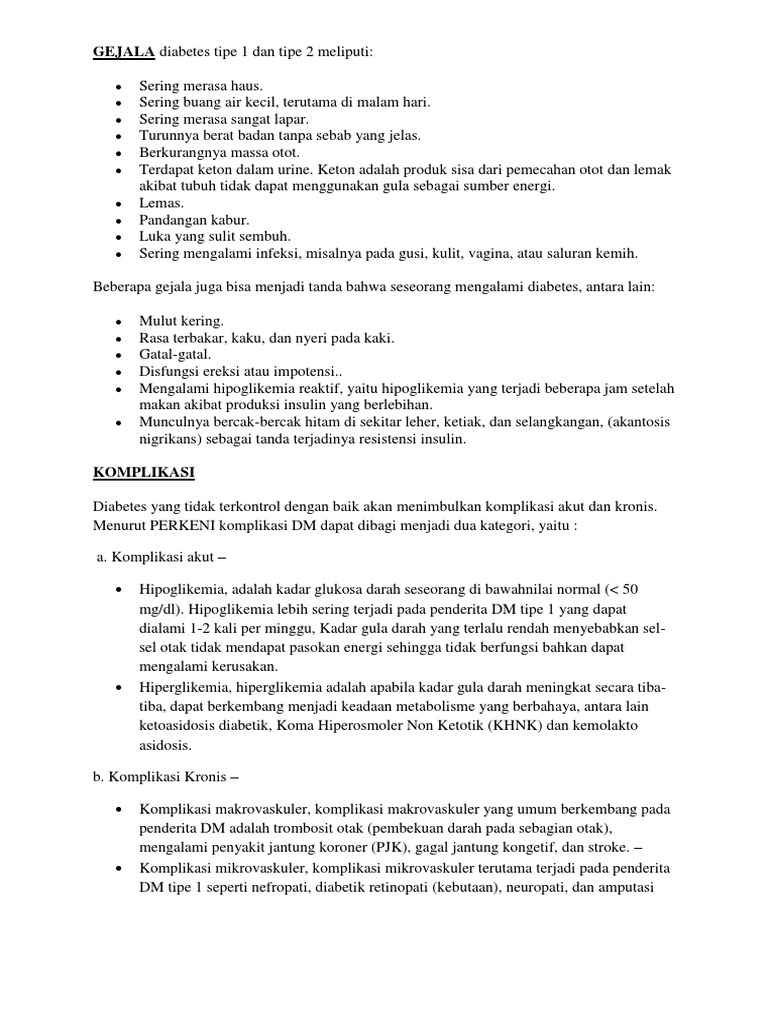 Gejala Dan Komplikasi DM | PDF