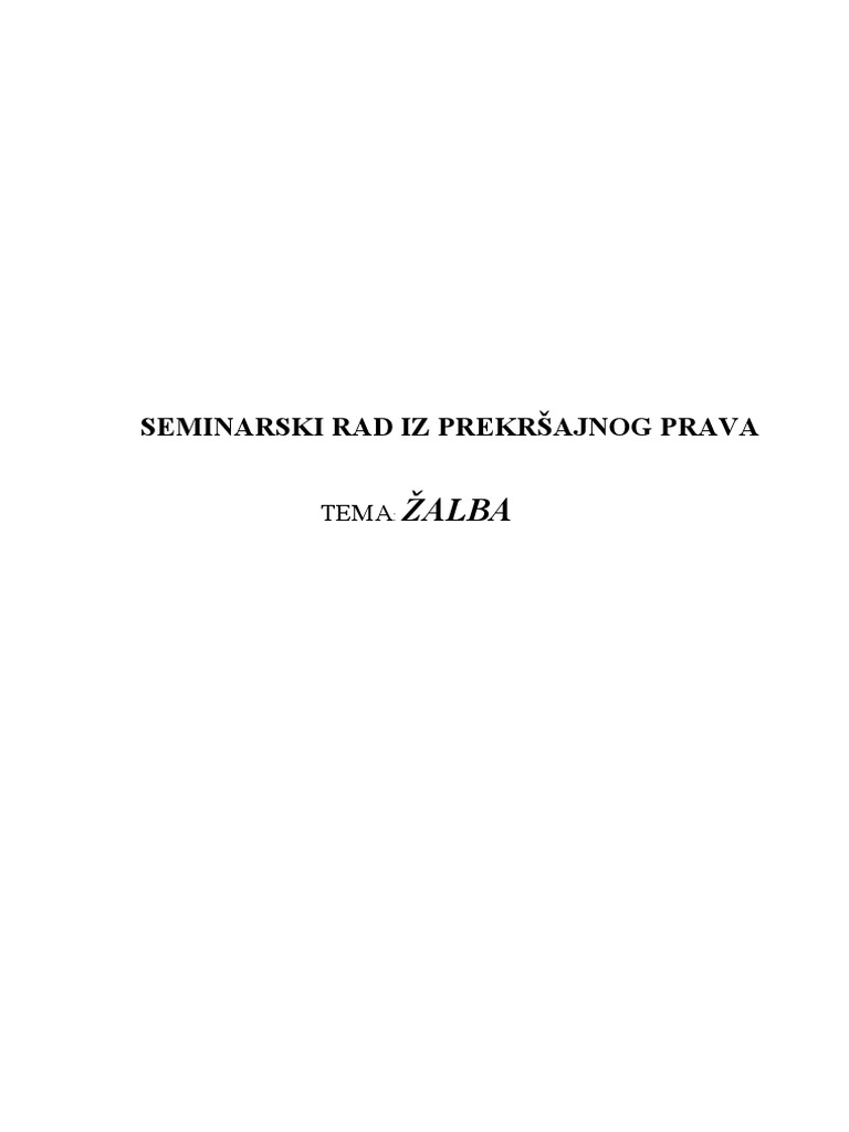 Seminarski Zalba | PDF