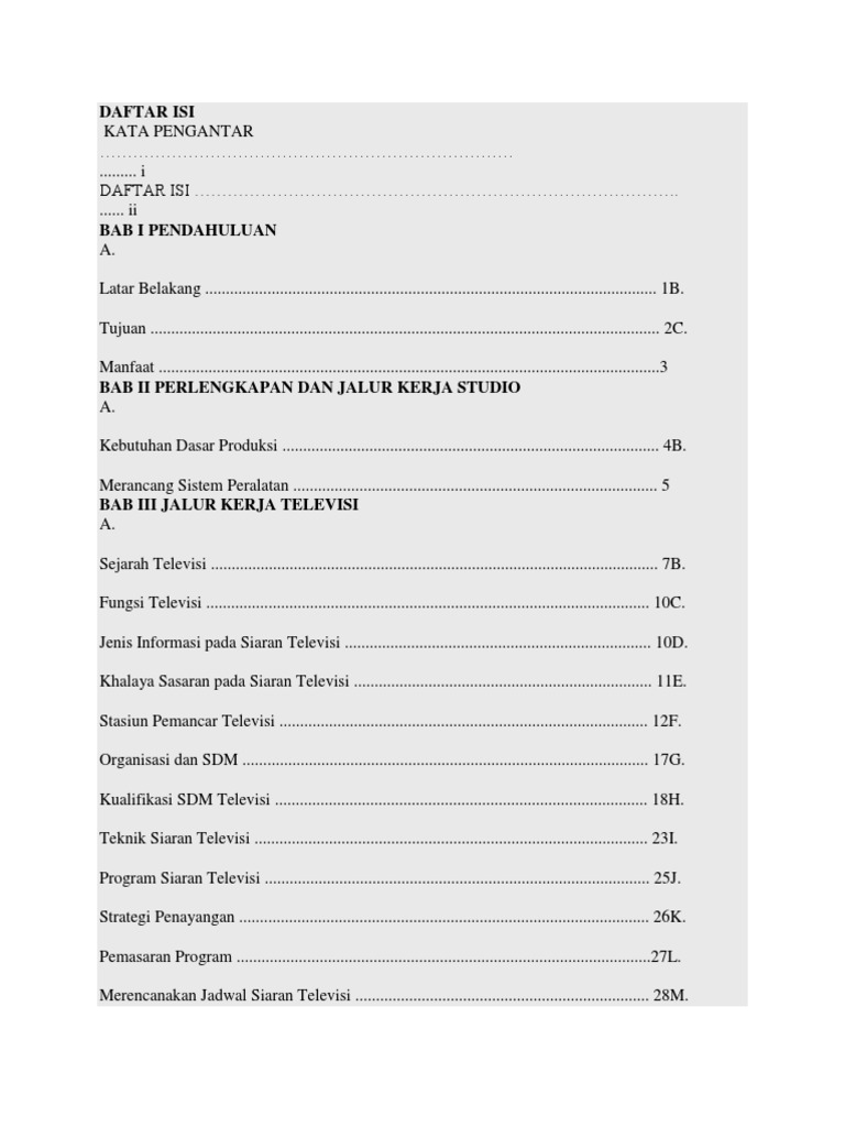 Daftar Isi dan Bab Penyiaran Radio dan Televisi | PDF