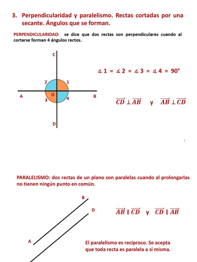 Perpendicularidad y Paralelismo PDF | PDF | Perpendicular | Geometría euclidiana