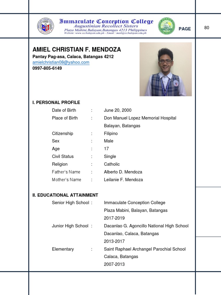 Batangas Students' Personal Profiles | PDF | Schools