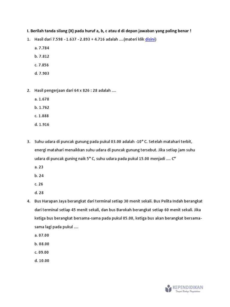 Latihan Pra USBN Matematika-Unlocked | PDF | Metode & Bahan Ajar | Seni
