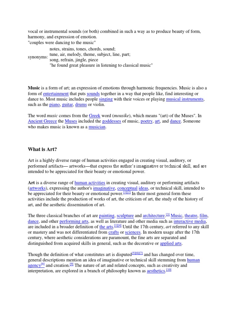 Music is a Form of Art that Expresses Emotions | PDF | Physical ...
