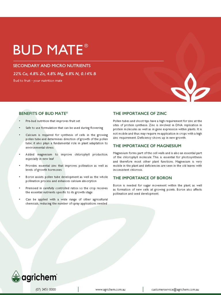Agrichem Bud Mate Brochure | PDF | Plants | Pollination