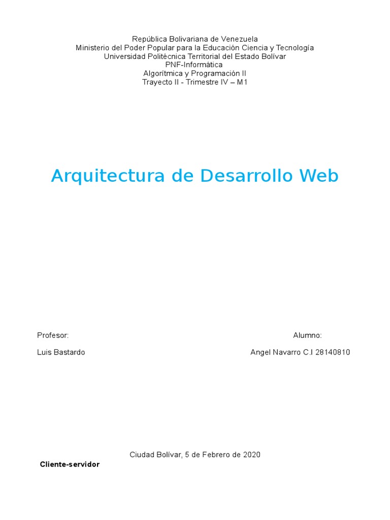 Arquitectura de Desarrollo Web | PDF | Modelo cliente-servidor ...