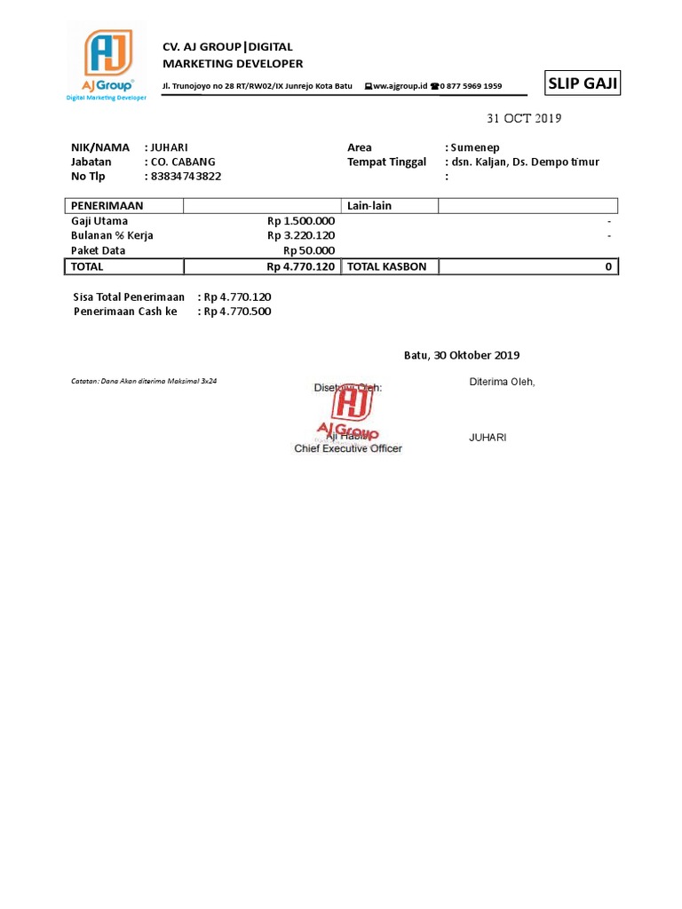 Contoh Slip Gaji | PDF