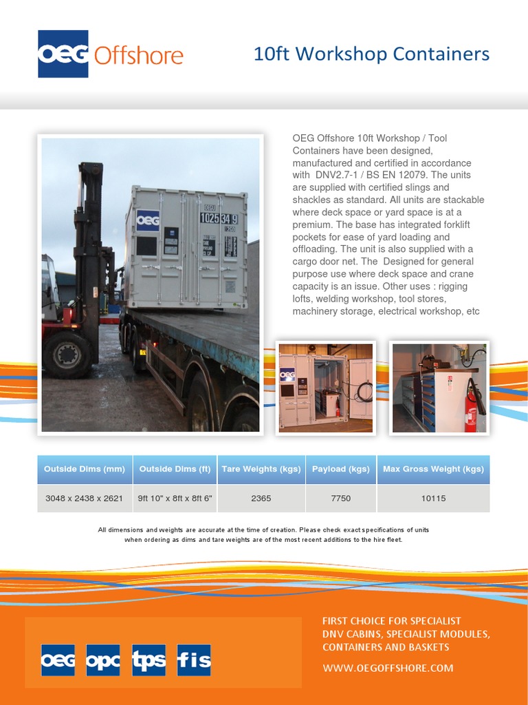 OEG Offshore - 10ft Workshop Containers - Datasheet | PDF | Technology ...