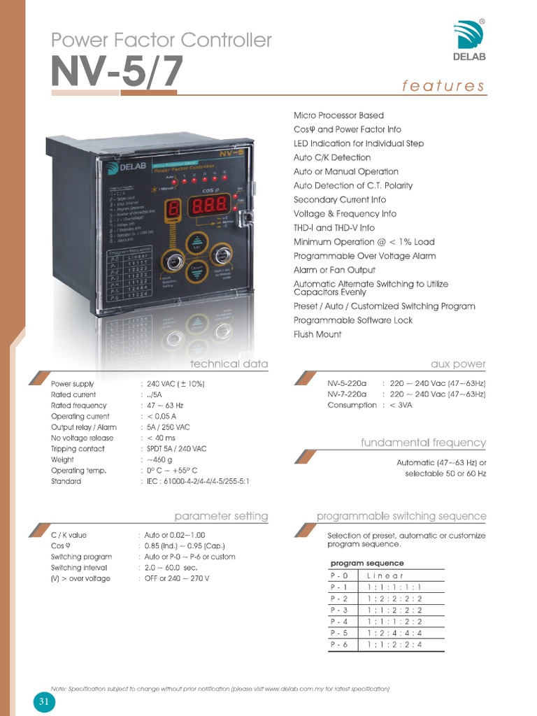 Delab Power Factor Controller | PDF