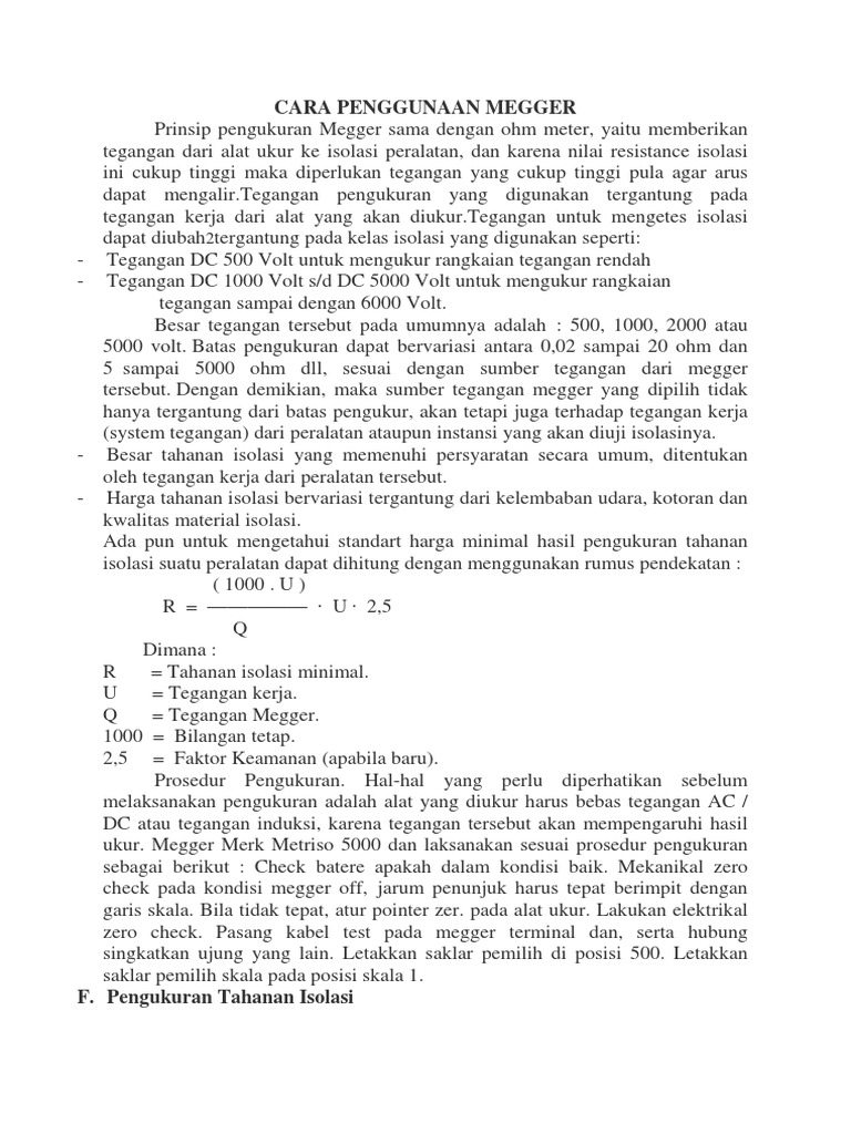 Cara Penggunaan Megger | PDF