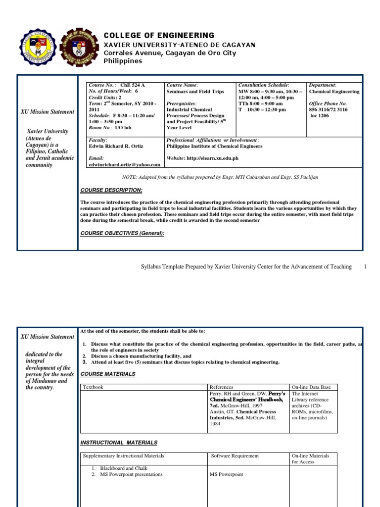 Syllabus ChE 524 - Seminars and Field Trips | Download Free PDF | Plagiarism