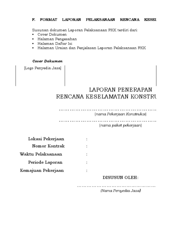 07 Sub Lampiran F Format Laporan Pelaksanaan RKK | PDF