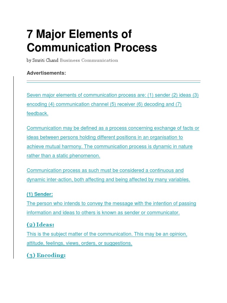 Seven Elements of Communication Process | PDF | Career & Growth | Art