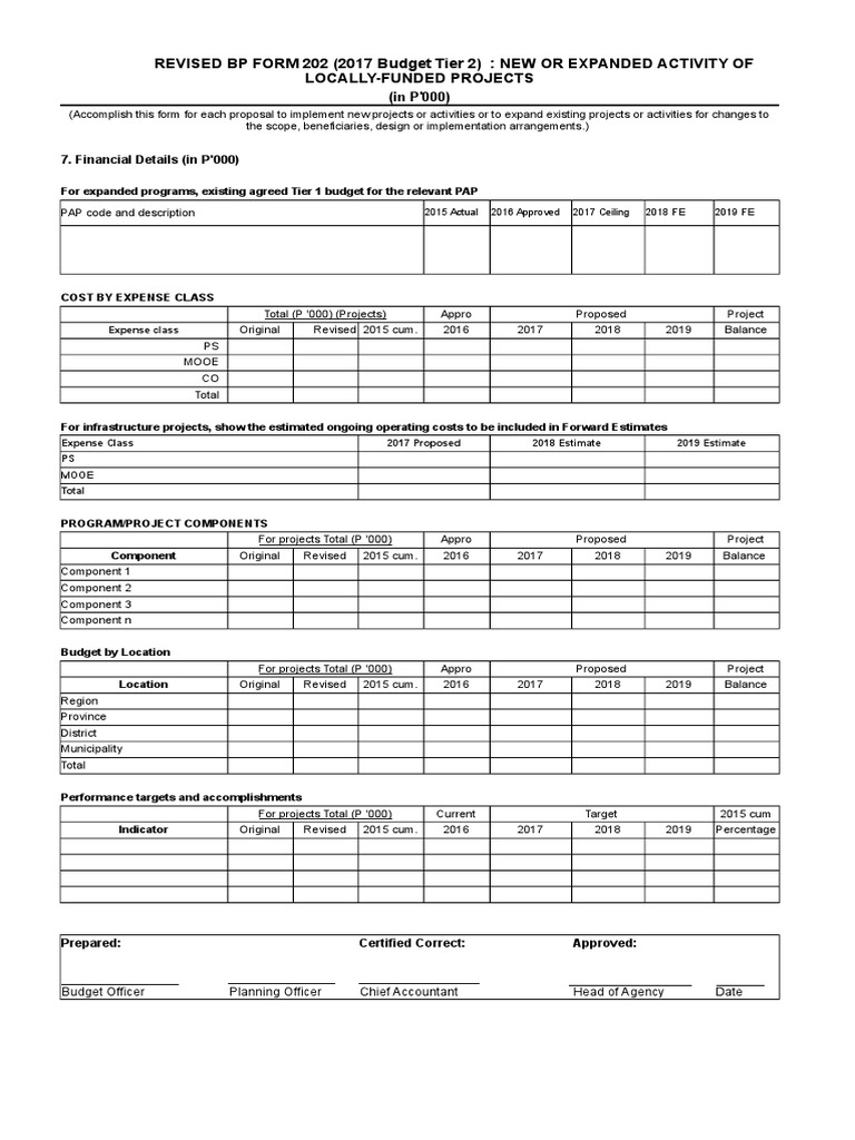 Revised BP Form 202 - Financial Details | PDF | Economies | Government