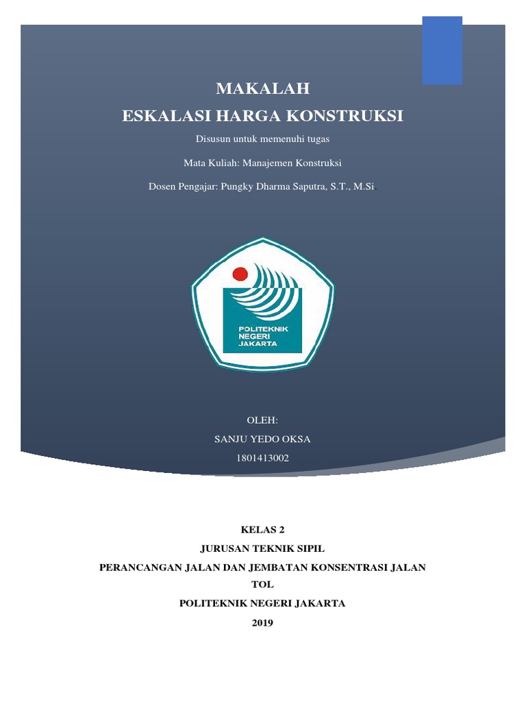 Eskalasi Harga Konstruksi Sanju Yedo Oksa - 2JT | PDF