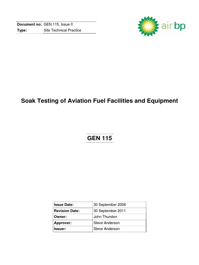 Soak Testing of Aviation Fuel Facilities and Equipment PDF | PDF | Pipe ...
